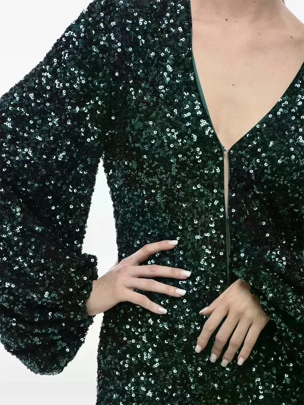 ROTATE BY BIRGER CHRISTENSEN Sequin Embellished V-neck Mini Dress