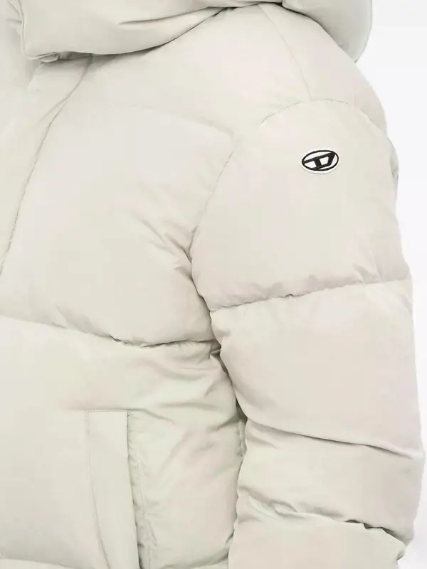 DIESEL® Down Puffer Jacket With Detachable Hood And Embroidered Logo