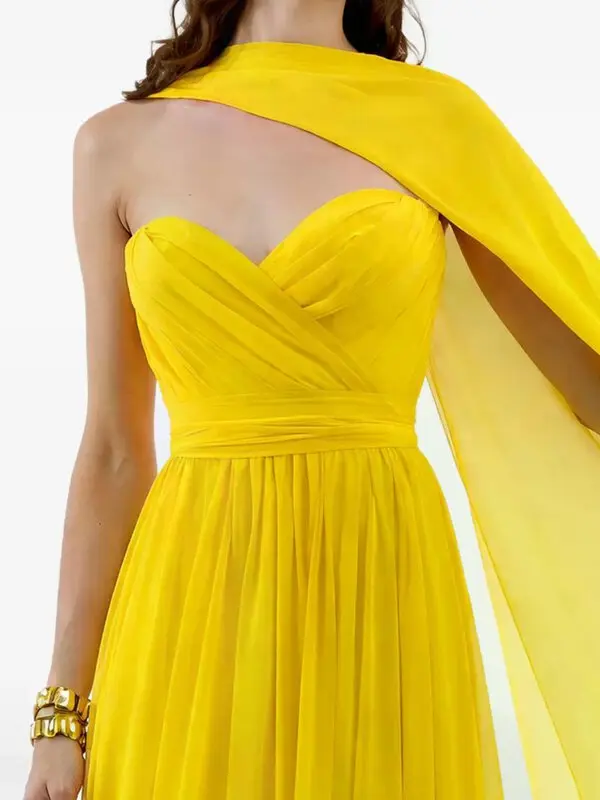 GEMY MAALOUF Draped Maxi Dress With Cape Detail