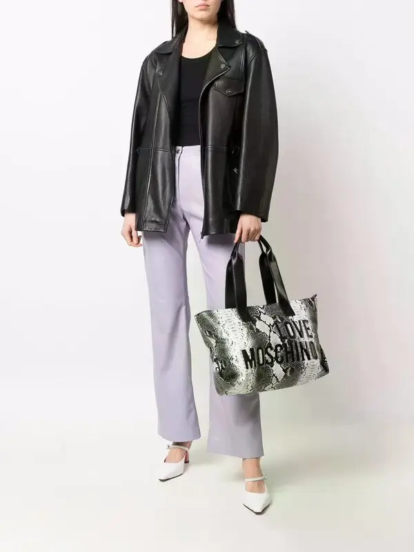 Moschino Snake-effect Logo Detail Tote Bag