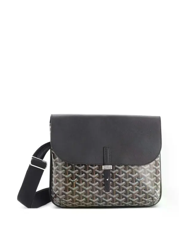 Goyard Coursier Messenger Bag In Coated Canvas And Leather - Black