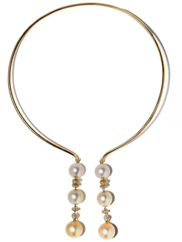 Yoko London Aurelia South Sea Pearl And Diamond Necklace - Gold