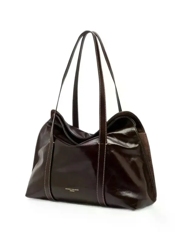 GIANNI CHIARINI Marghe Topstitch Leather Shoulder Bag