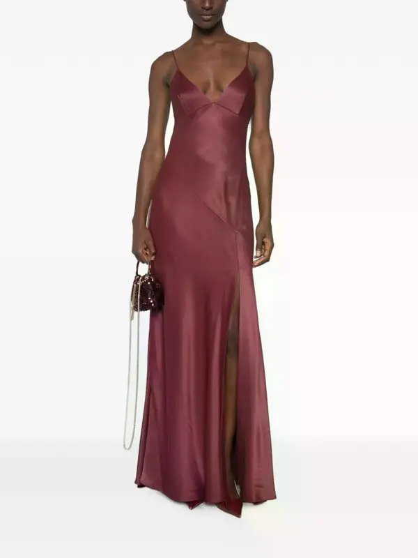 Alberta Ferretti Side-slit V-neck Maxi Dress