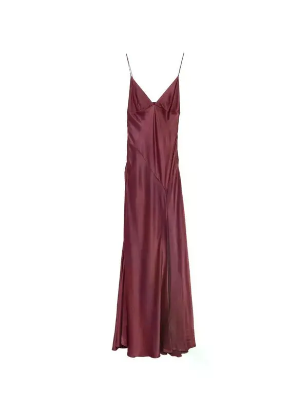 Alberta Ferretti Side-slit V-neck Maxi Dress - Red