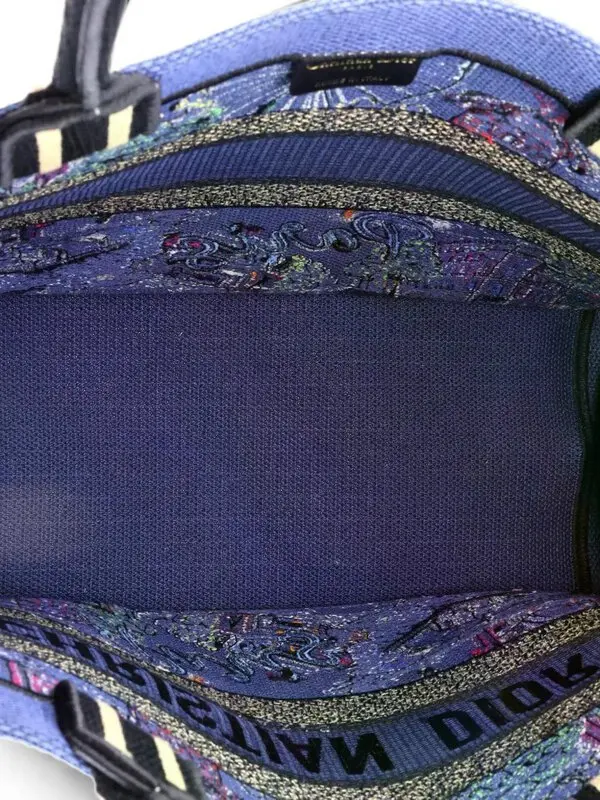 Dior Book Embroidered Raffia Medium Tote Bag