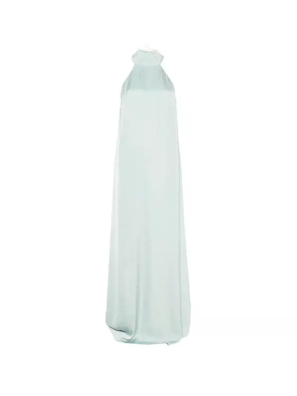 THE ARCHIVIA Riviera Feather-trim Halterneck Maxi Dress - Blue