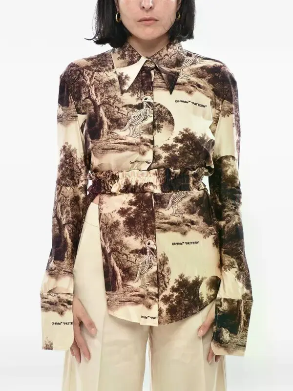 Off-White Printed Curtain Pattern Shirt - Neutrals