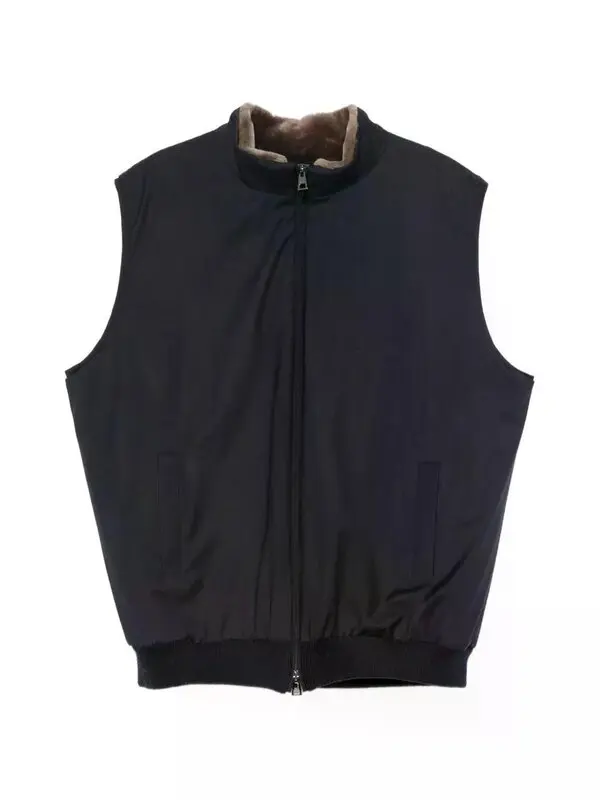 MANZONI 24 Zip-up Gilet With Fur Trim - Blue