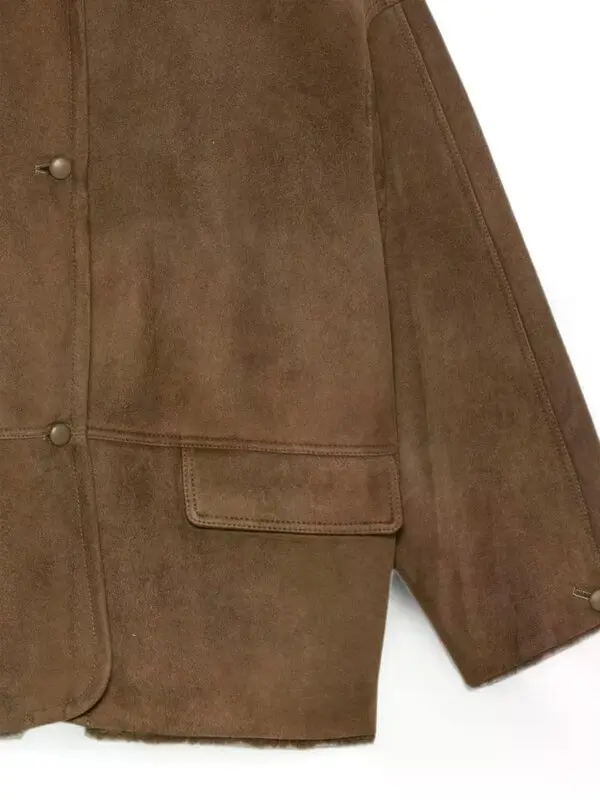 LISKA Shearling-collar Button-fastening Jacket