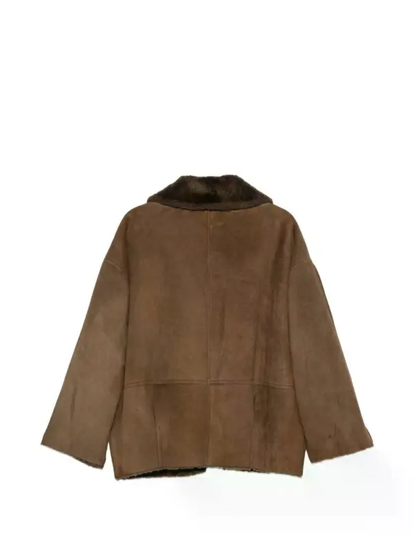 LISKA Shearling-collar Button-fastening Jacket