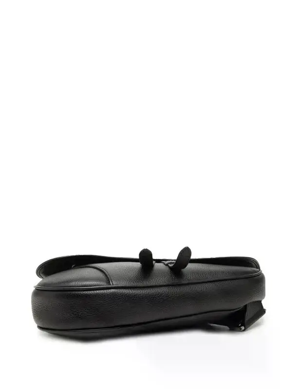 Dior Grained Calfskin Saddle Bag Crossbody Bag - Black