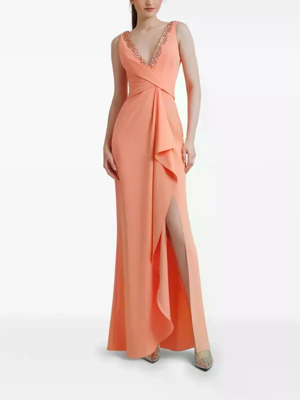 GEMY MAALOUF Beaded Ruffled Gown