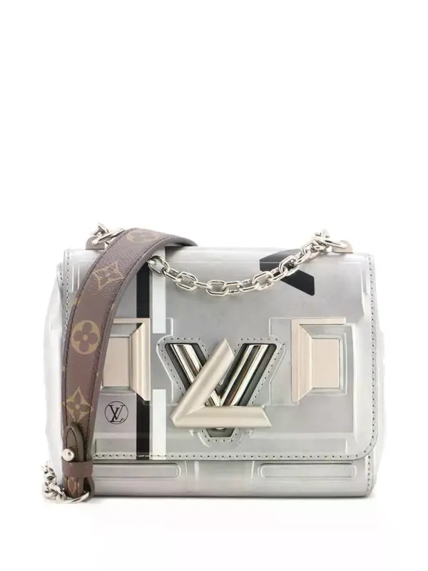 LOUIS VUITTON Twist Handbag Limited Edition Embossed Epi Space Leather Pm Shoulder Bag - Silver