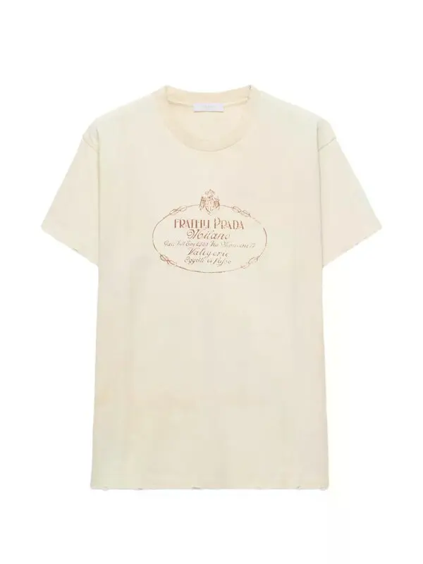 Prada Garment-dyed Jersey T-shirt - Neutrals