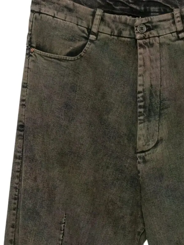 Masnada Acid Wash Frayed Hem Jeans