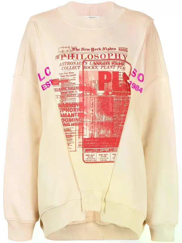 Philosophy Di Lorenzo Serafini Deconstructed Graphic Sweatshirt - Neutrals