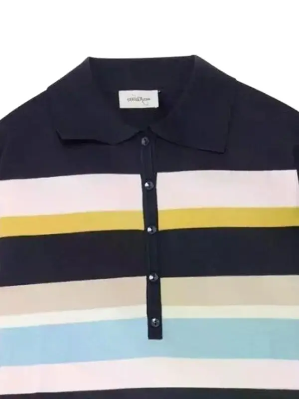 OTTOD'AME Horizontal Stripe Long-sleeve Polo Shirt