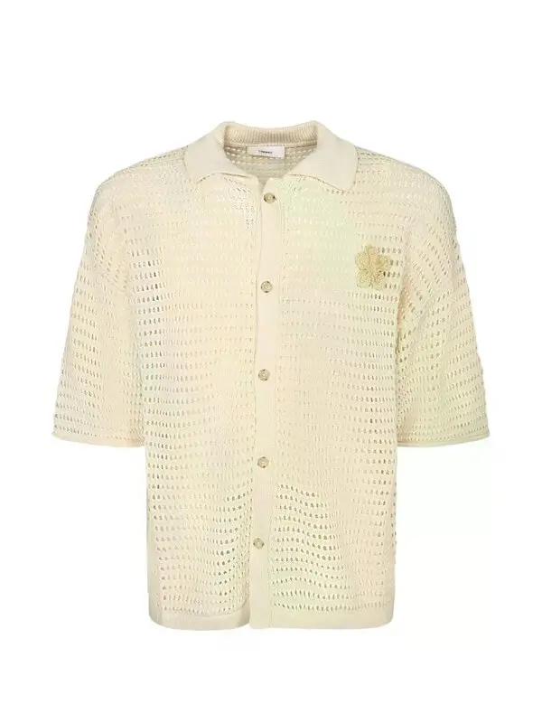 Commas Crochet-knit Flower-patch Shirt