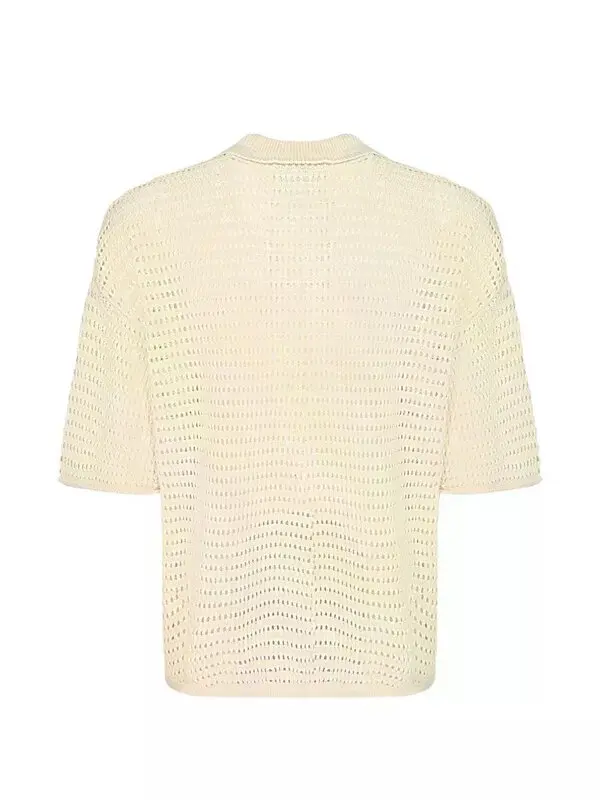 Commas Crochet-knit Flower-patch Shirt