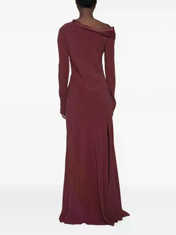 Alberta Ferretti Aymmetric-neck Long-sleeve Maxi Dress