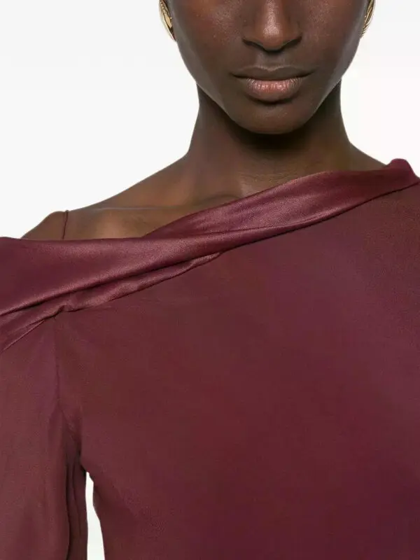 Alberta Ferretti Aymmetric-neck Long-sleeve Maxi Dress