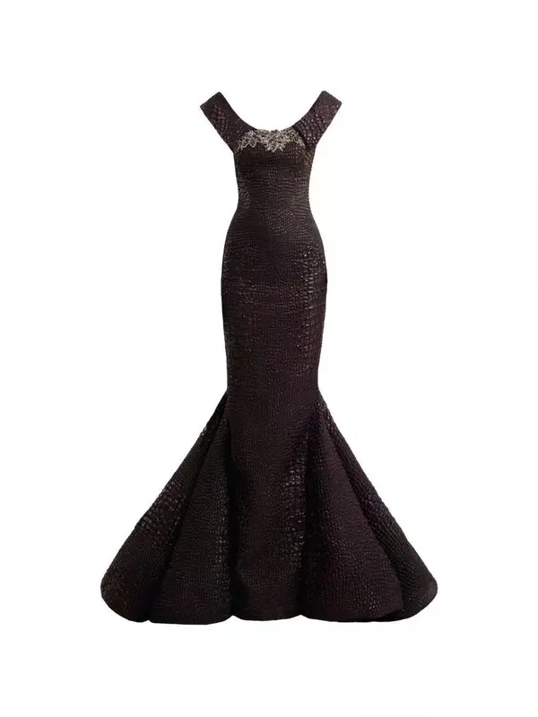 GEMY MAALOUF Embellished Textured Mermaid Gown