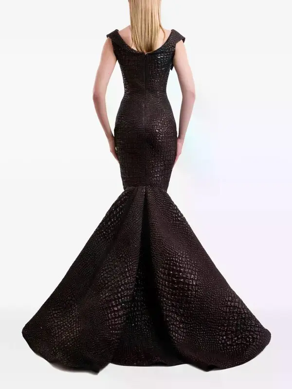 GEMY MAALOUF Embellished Textured Mermaid Gown