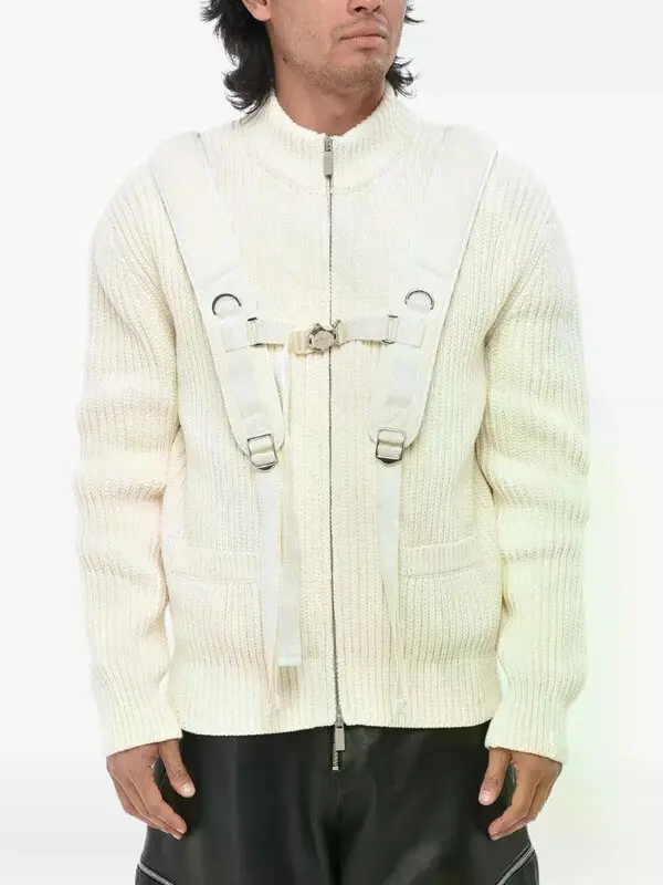 Off-White Buckle-strap Zip-up Cardigan