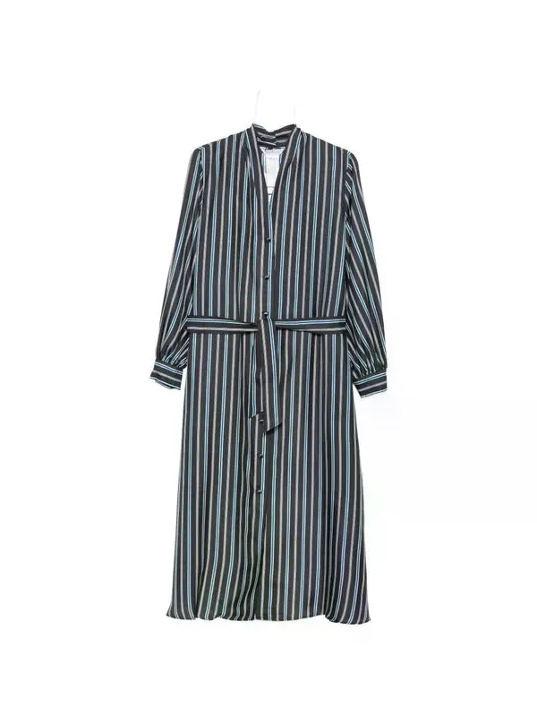 Max Mara Striped Belted Midi Dress - Blue