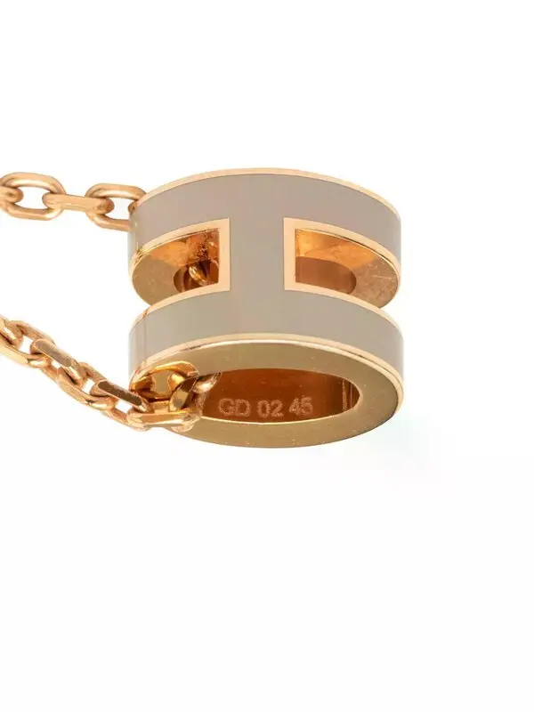 Hermès Rose Gold Plated Enamel Pop H Pendant Necklace - Pink