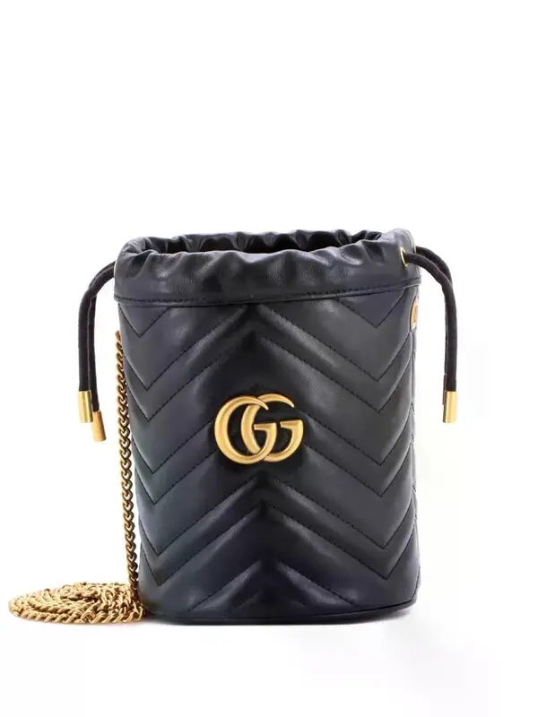 Gucci Gg Marmont Matelassé Leather Mini Bucket Bag - Black