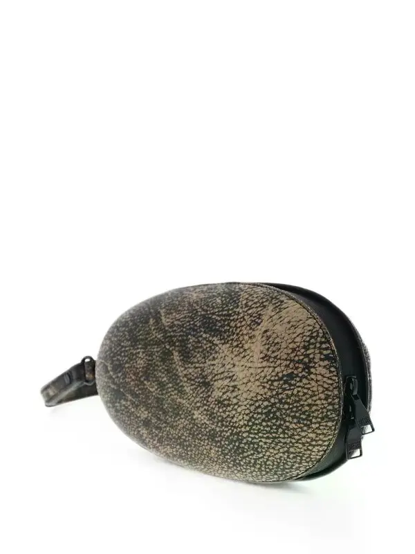 DIESEL® Oval Leather Clutch With Embossed Monogram