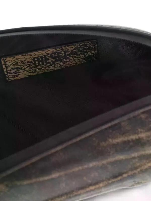 DIESEL® Oval Leather Clutch With Embossed Monogram