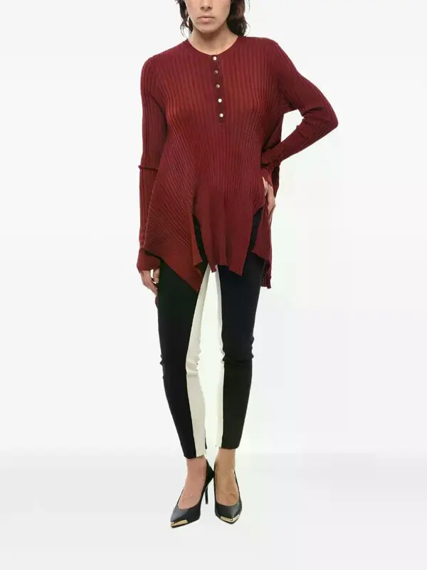 Stella McCartney Virgin Wool And Silk Ribbed Crewneck Sweater With Gold Buttons