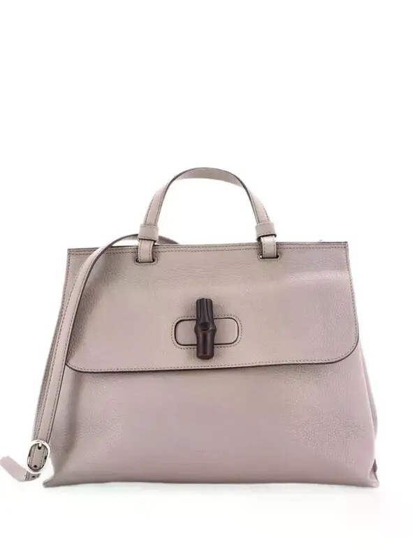 Gucci Bamboo Daily Top Handle Bag Leather Medium Satchel - Grey