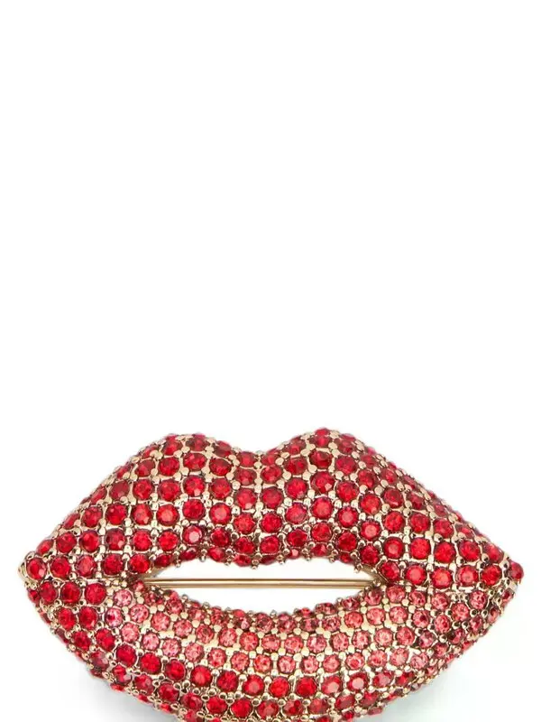 Max Mara Crystal-embellished Lip-motif Brooch