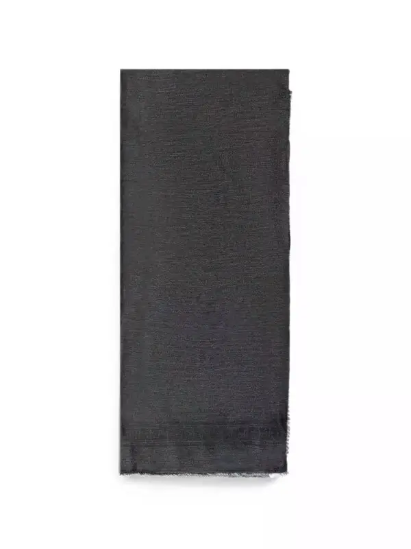 Emporio Armani Logo-jacquard Frayed Scarf - Grey