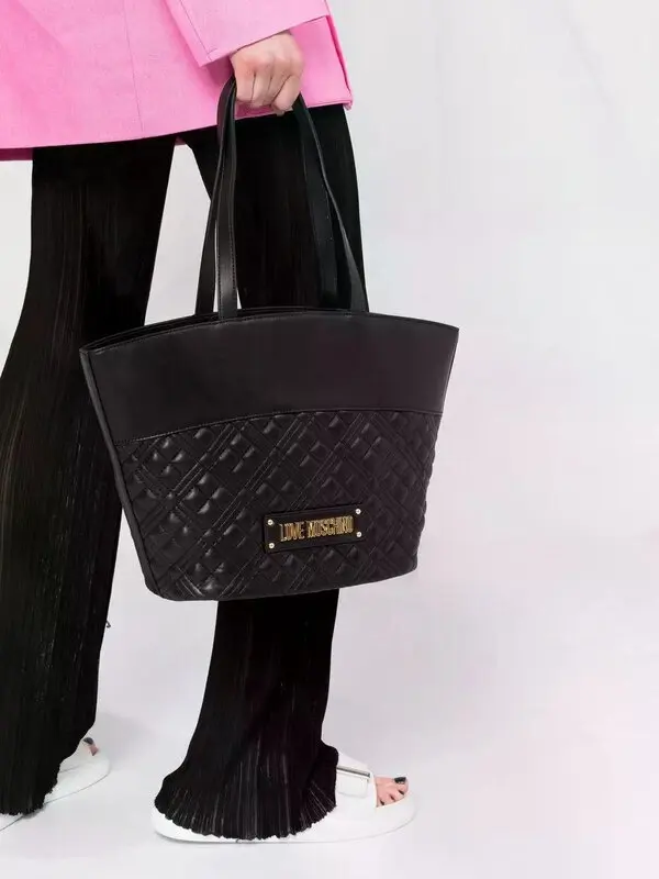 Moschino Quilted Embossed-logo Tote Bag