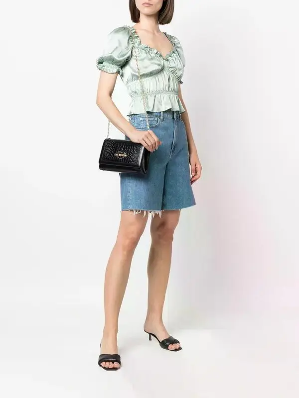 Moschino Shoulder Bag With Crocodile-effect And Heart Plaque