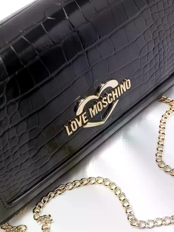 Moschino Shoulder Bag With Crocodile-effect And Heart Plaque