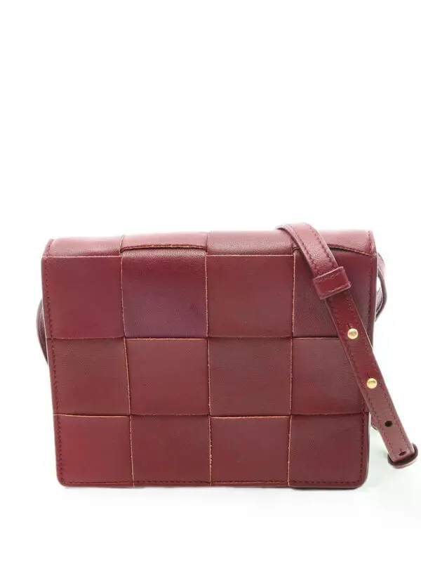 Bottega Veneta Mini Cassette Maxi Intrecciato Shoulder Bag - Red