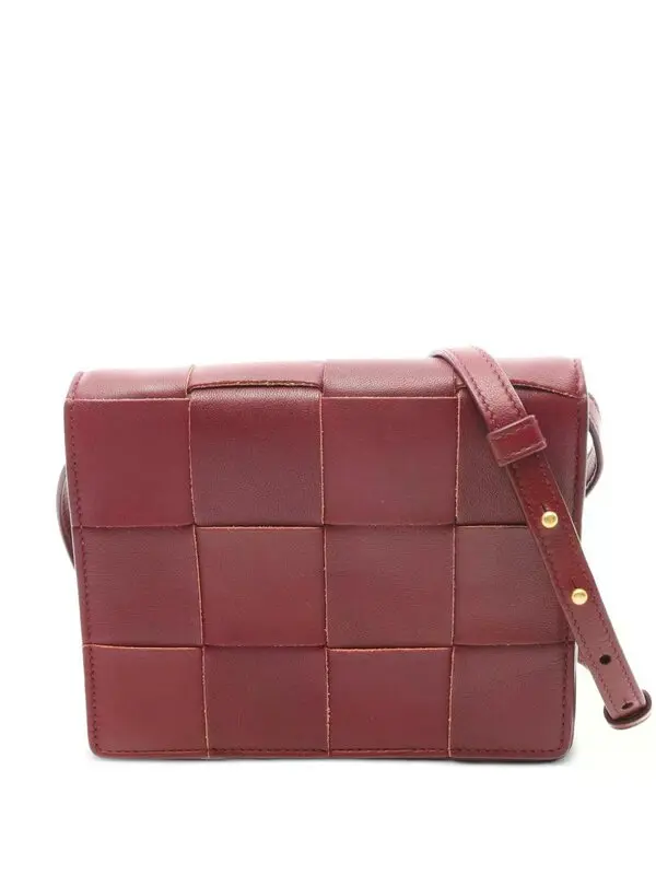 Bottega Veneta Mini Cassette Maxi Intrecciato Shoulder Bag - Red