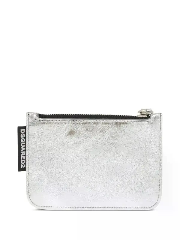 Dsquared2 Eyelet-embellished Studded Card Holder - Silver