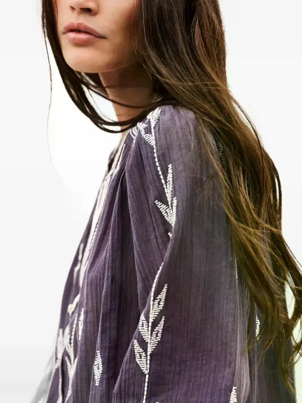 Ba&sh Fedora Embroidered V-neck Shirt