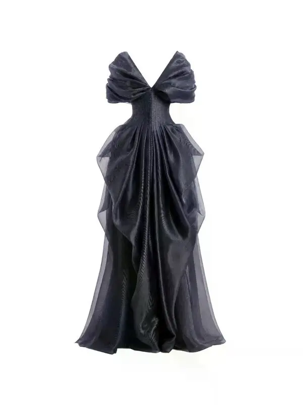 GEMY MAALOUF Draped V-neck Gown