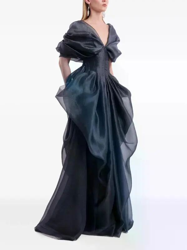 GEMY MAALOUF Draped V-neck Gown