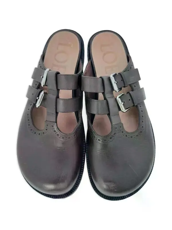 Loewe Campo Mary Jane Mules With Double Buckle Fastening - Brown