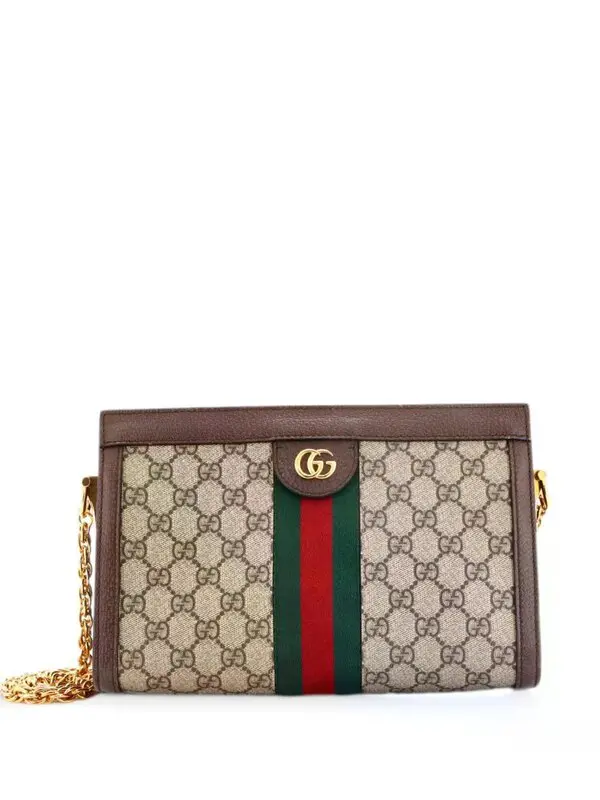 Gucci Ophidia Chain Shoulder Bag Gg Coated Canvas Small Crossbody Bag - Brown