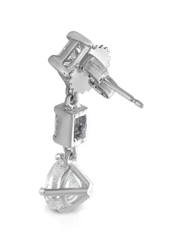 LB EXCLUSIVE 18k White Gold Diamond Drop Earrings With Emerald And Princess-cut Diamonds - Silver